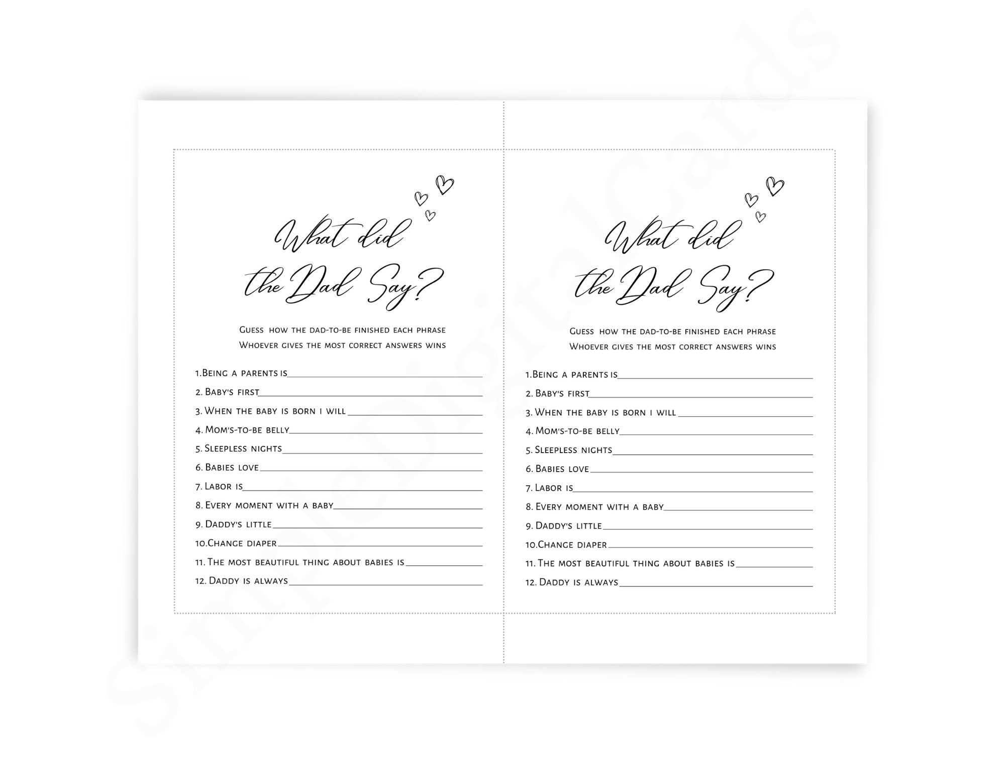 What Did the Dad Say Baby Shower Game, Who Can Finish Daddy's Phrase ...