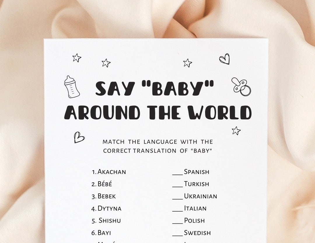 Say Baby Around the World Baby Shower Game Minimalist, Digital Download ...