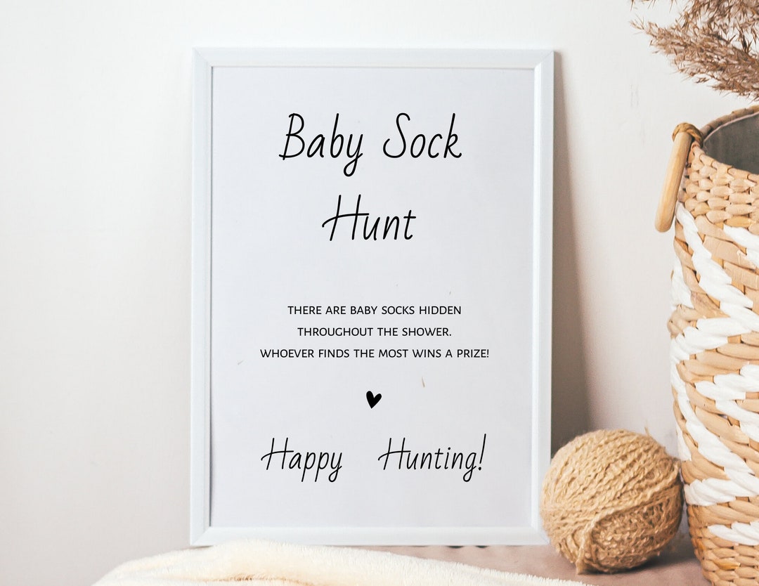 Baby Sock Hunt, Baby Shower Game, Baby Shower Sign, Find Sock Game ...