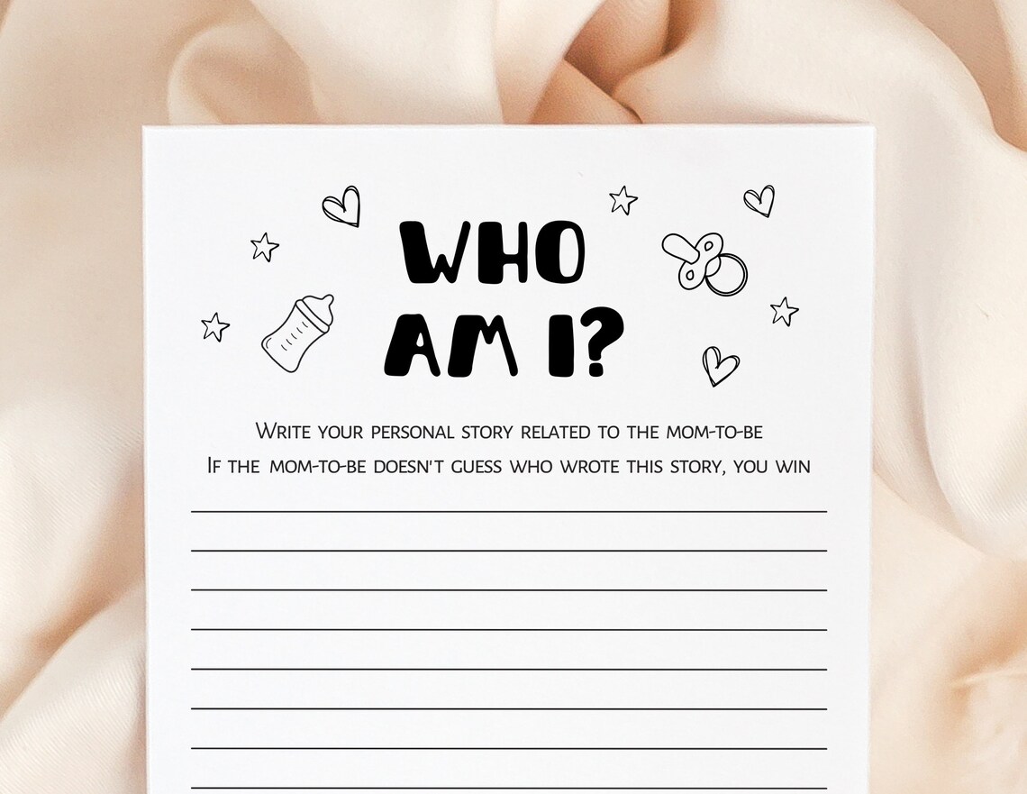 Who Am I Baby Shower Game Minimalist, Guess Story Game, Boy, Girl ...