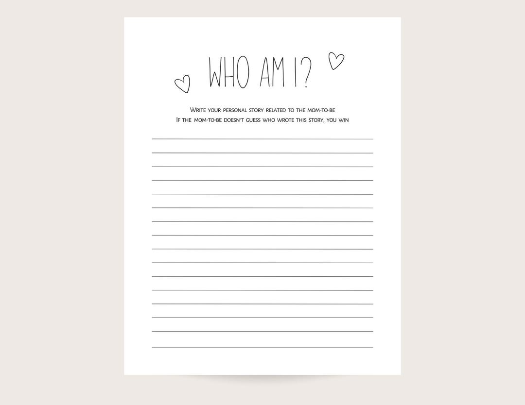 Baby Shower Game Who Am I, Digital Download Minimalist Printable Game ...