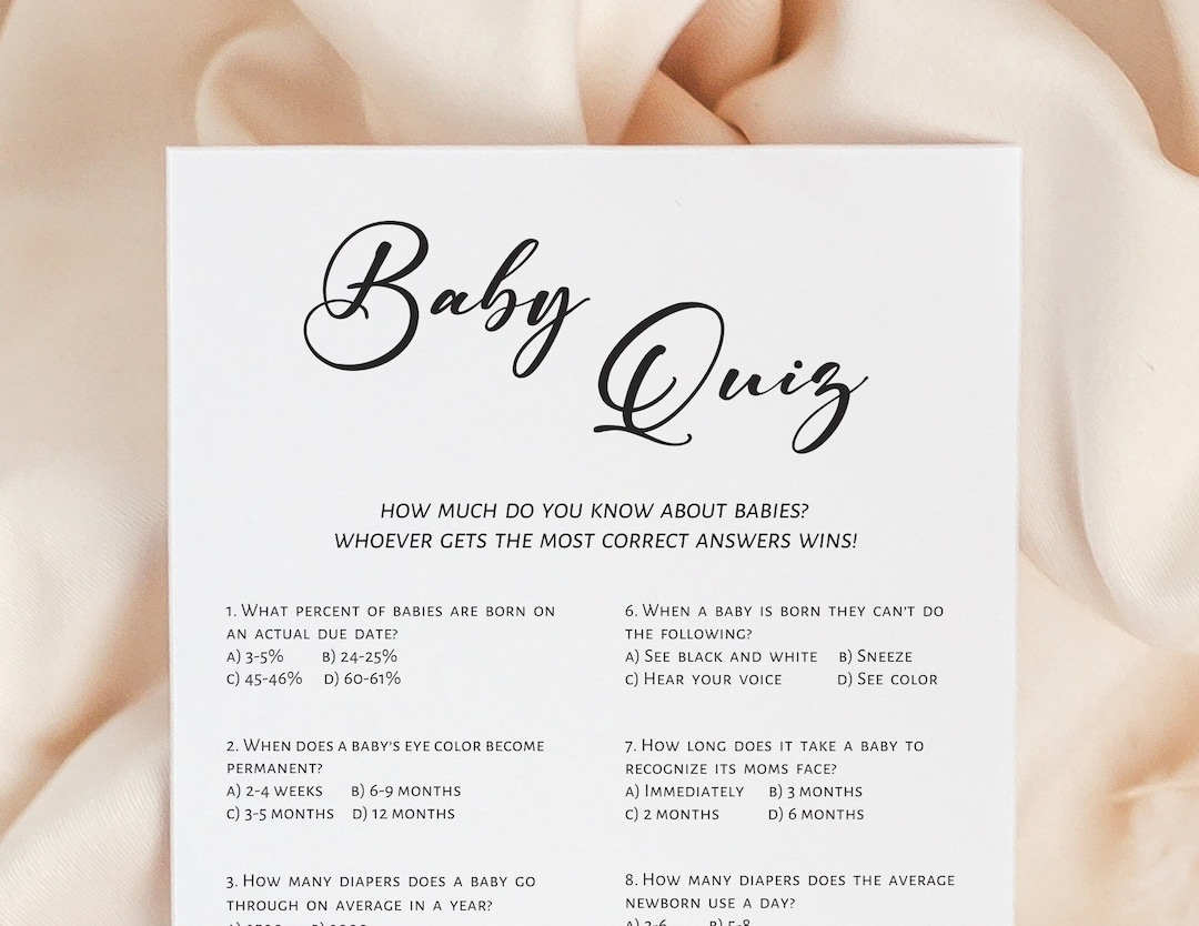 Baby Quiz Baby Shower Games Baby Trivia Boy Girl Gender - Etsy