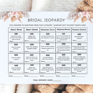 Bridal Jeopardy Game: Boho Floral Bridal Shower Quiz (PDF) - Etsy