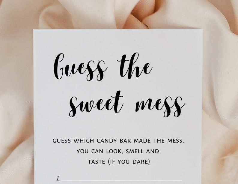 Guess the Sweet Mess, Baby Shower Game, Guess the Taste Game, Simple ...