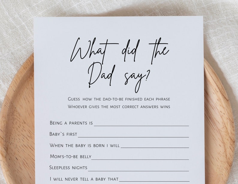 What Did the Dad Say, Baby Shower Game, Who Can Finish Daddy's Phrase ...