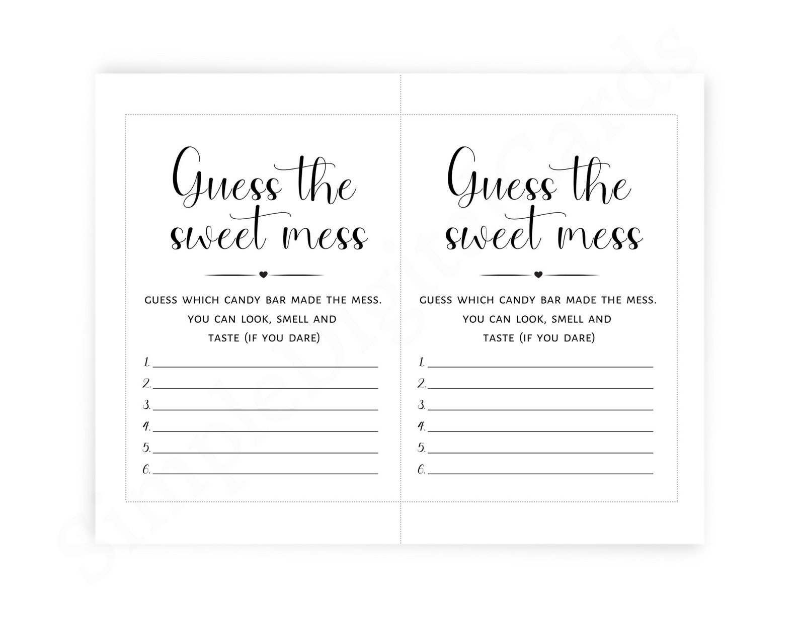 Guess the Sweet Mess Baby Shower Game: Minimalist Candy Bar Game ...