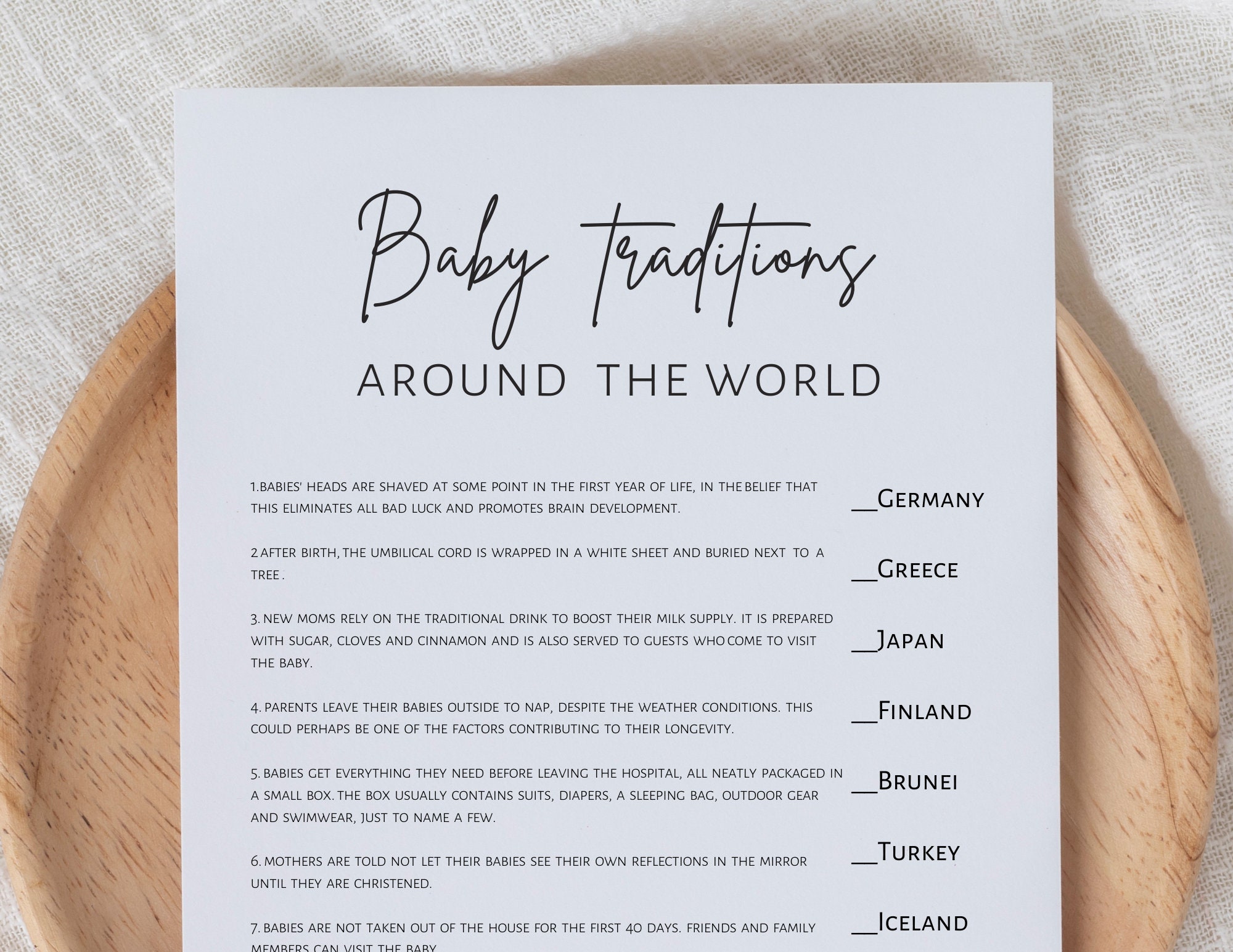 Baby Traditions Around the World, Baby Shower Games, Minimalist ...