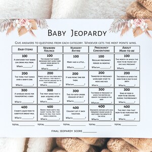 Boho Baby Shower Jeopardy Game: Gender Neutral Floral Quiz (digital ...