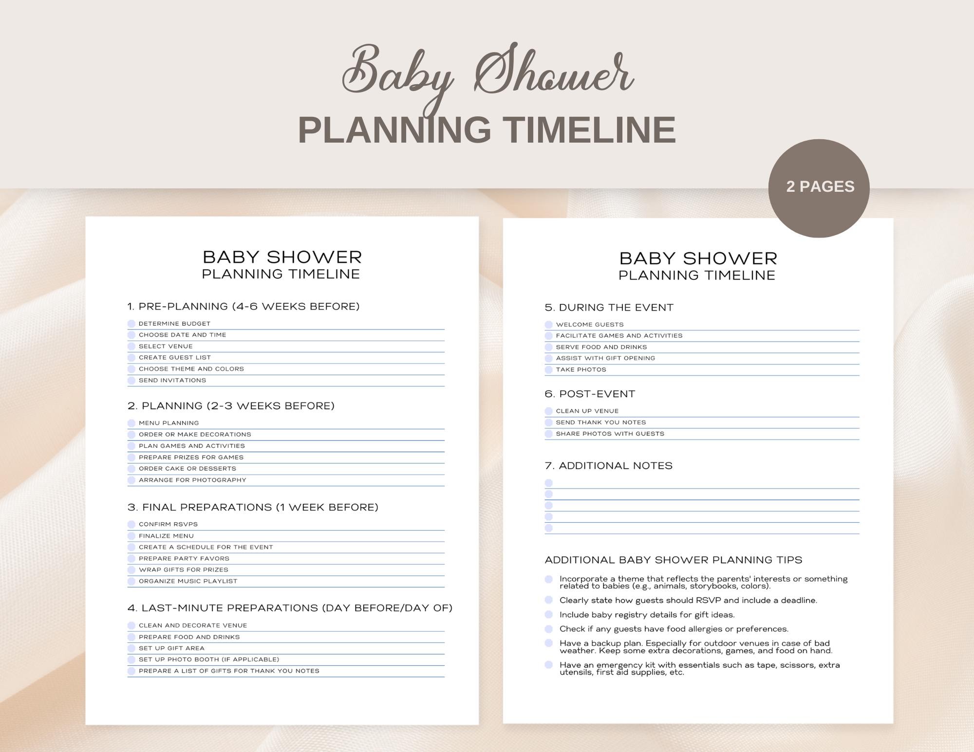 Baby Shower Planner, Checklist, Timeline Editable in Canva. Digital ...