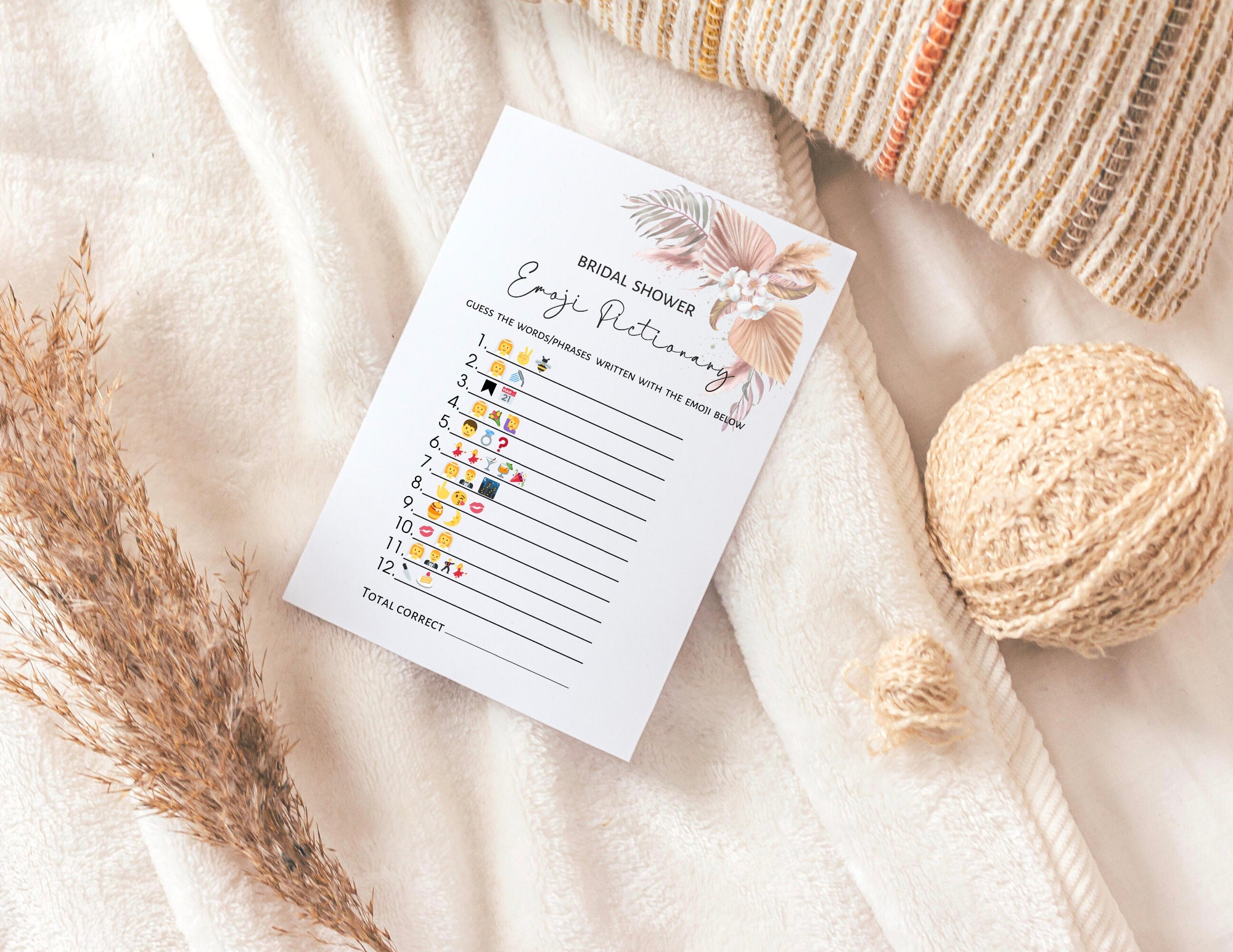Emoji Pictionary Bridal Shower Game Boho Floral Digital - Etsy