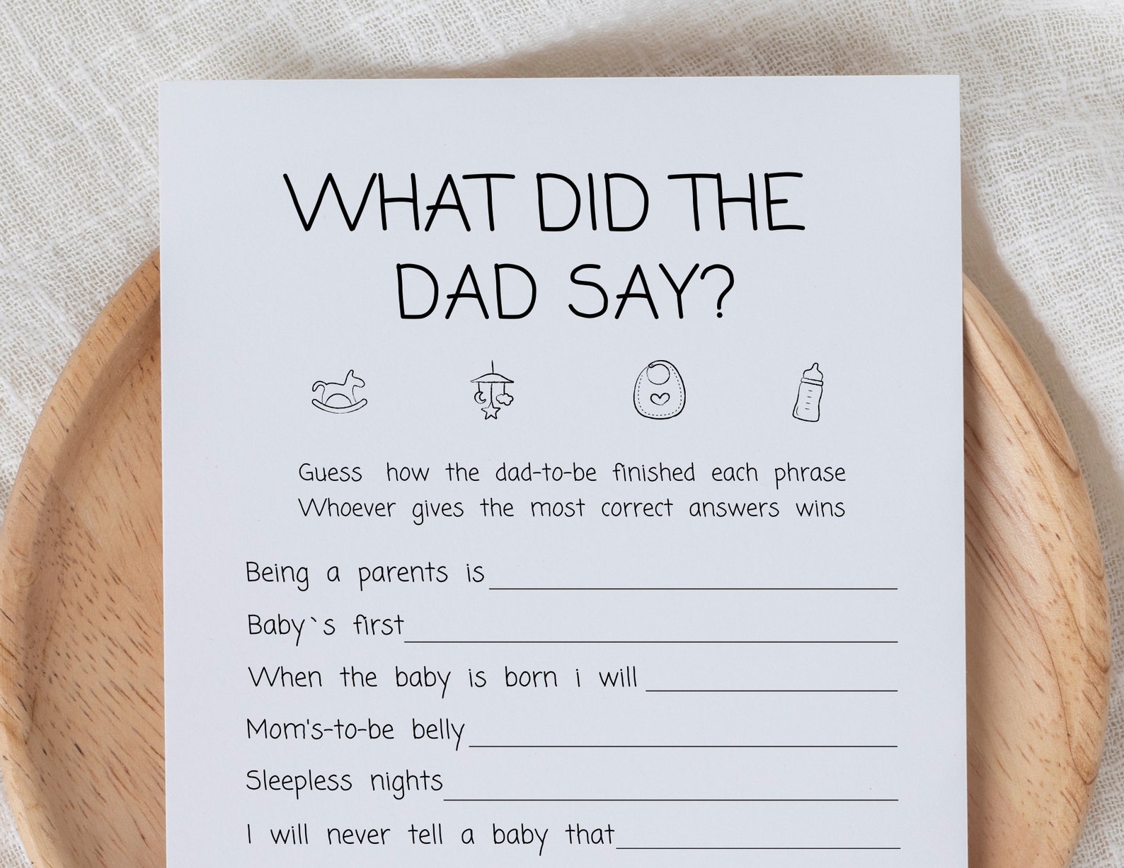 What Did the Dad Say Baby Shower Games Who Can Finish - Etsy