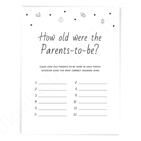 Guess the Parents Age Baby Shower Game - Etsy
