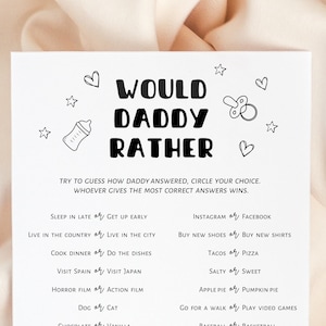 Would Daddy Rather Baby Shower Game: Minimalist Gender Neutral (digital ...