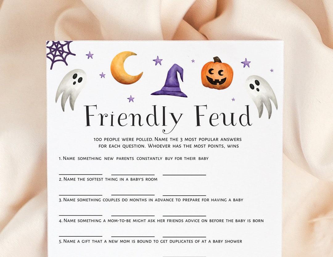 Baby Shower Game Halloween Theme, Friendly Feud Game With Fast Money ...