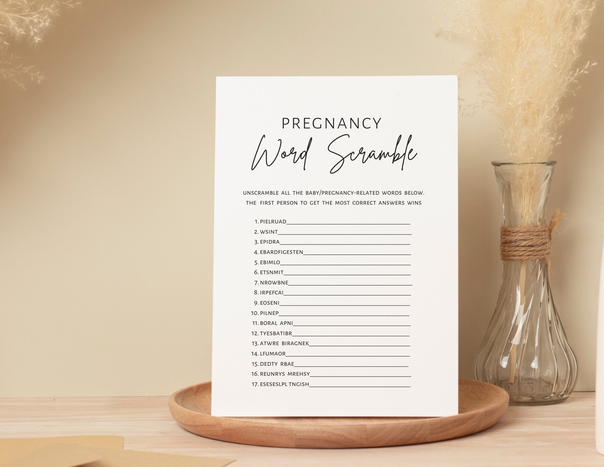 Word Scramble, Baby Shower Game, Gender Reveal Games, Pregnancy Word ...