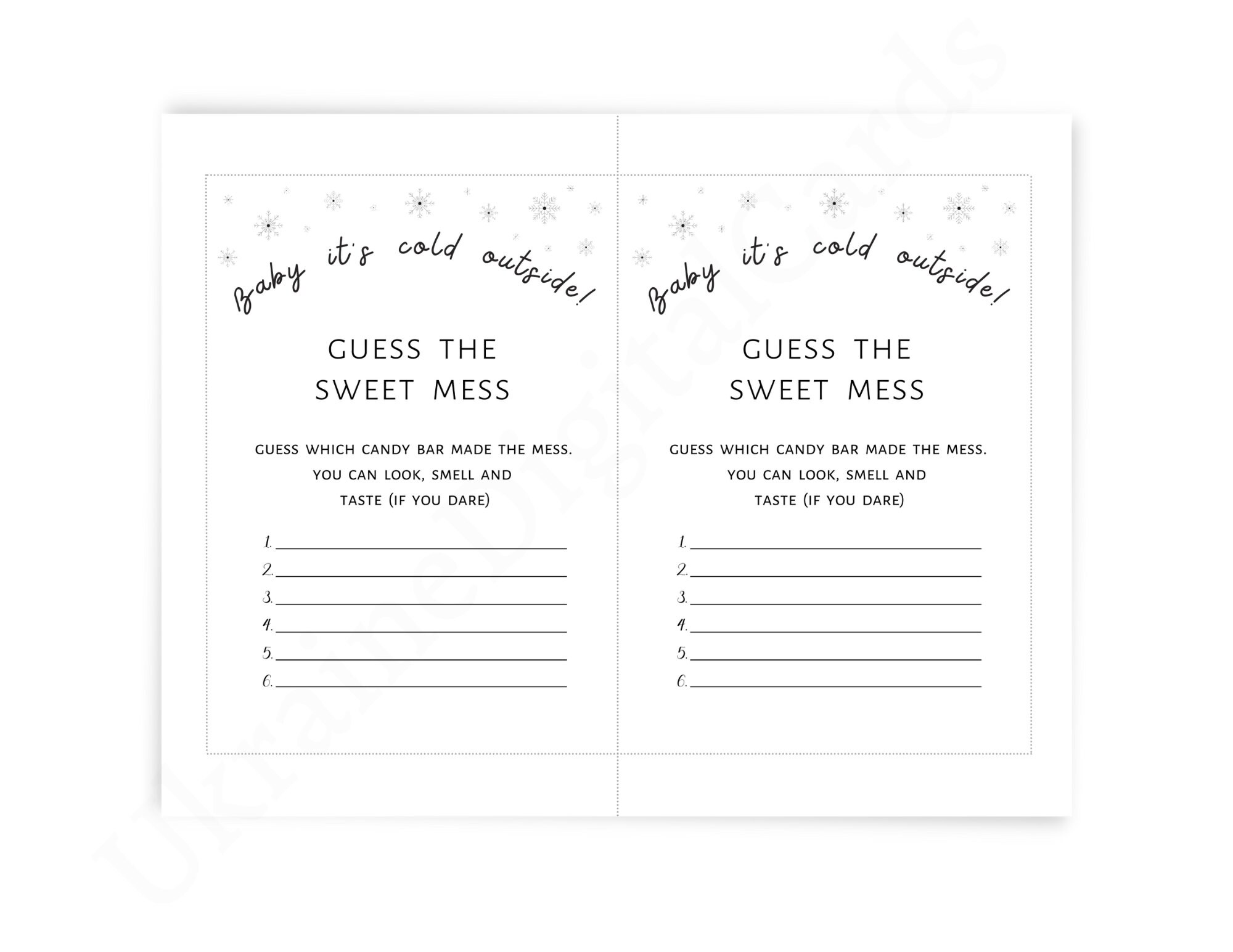 Guess the Sweet Mess, Baby Shower Game Winter, Guess the Taste Game ...