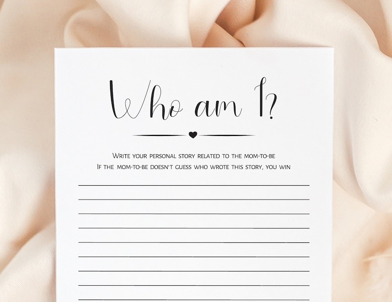 Who Am I Baby Shower Game: Minimalist Printable (digital Download) - Etsy