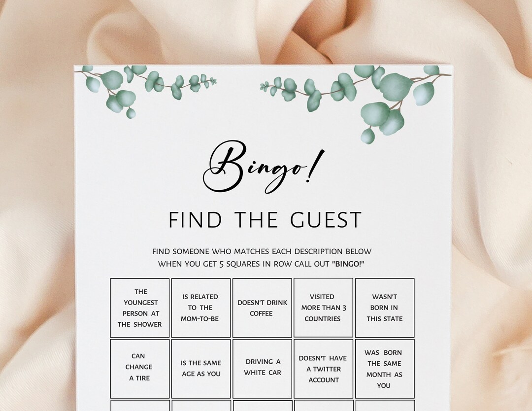 Baby Bingo Game Greenery, Baby Shower Game Eucalyptus Game, Boy, Girl ...