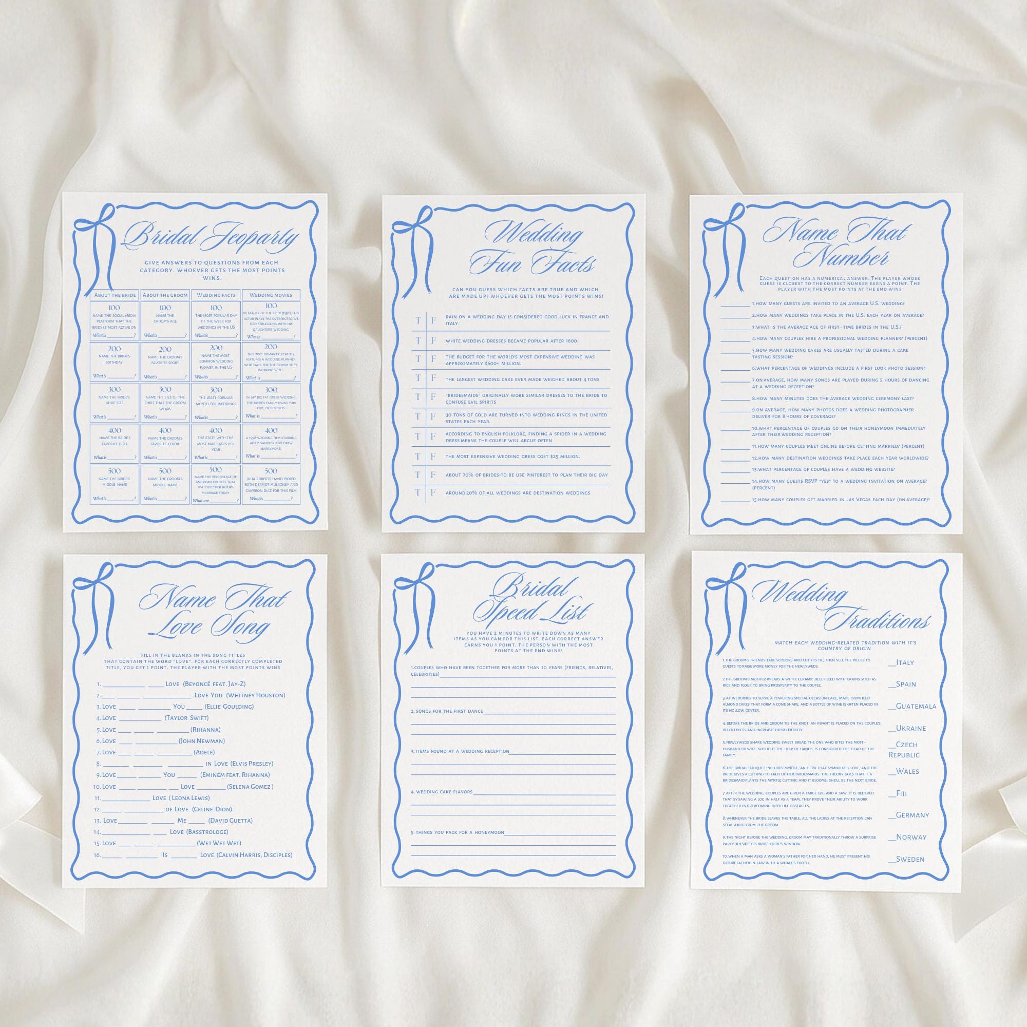 Something Blue - Bridal Shower Games and Signs Bundle: Printable ...