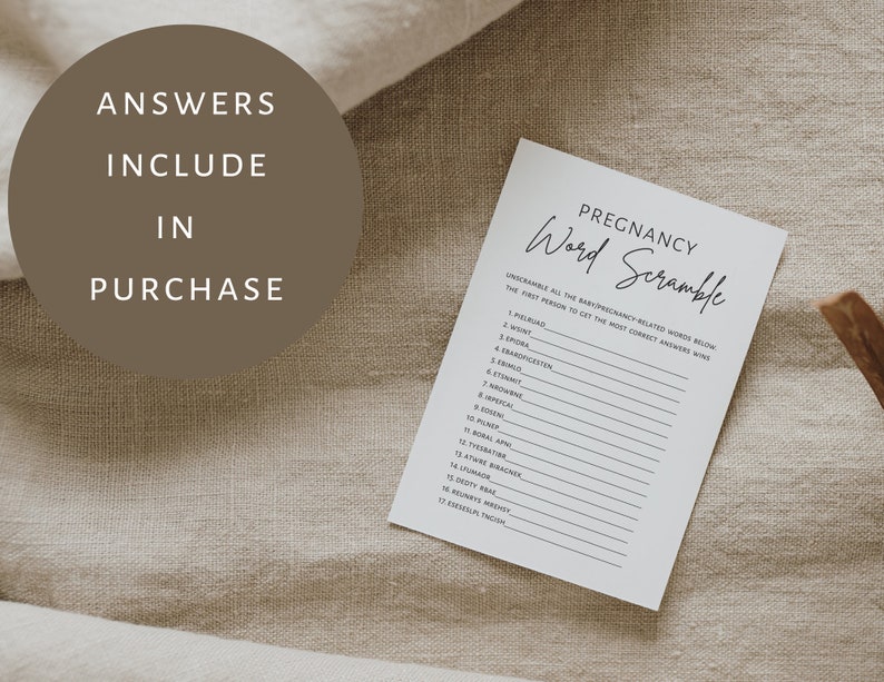 Word Scramble, Baby Shower Game, Gender Reveal Games, Pregnancy Word ...