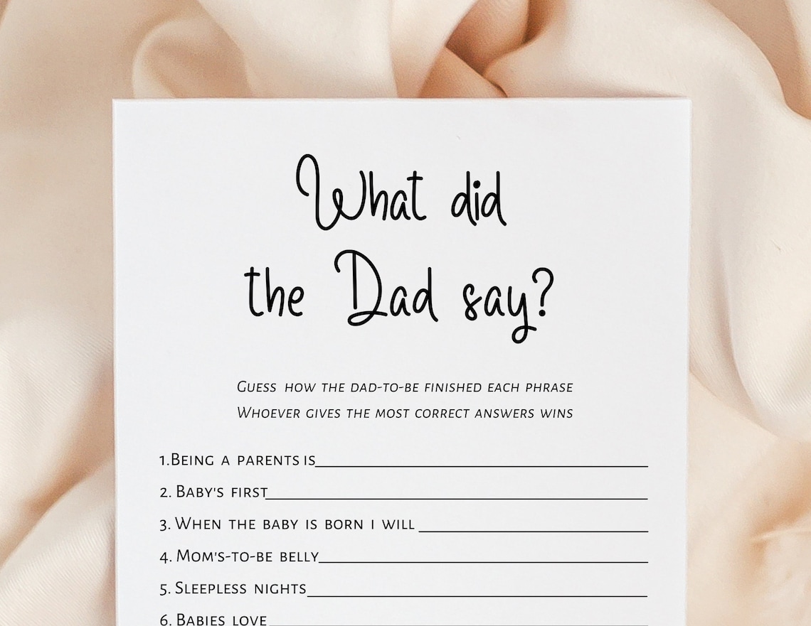 What Did the Dad Say, Baby Shower Game, Co Ed Baby Shower, Boy, Girl ...