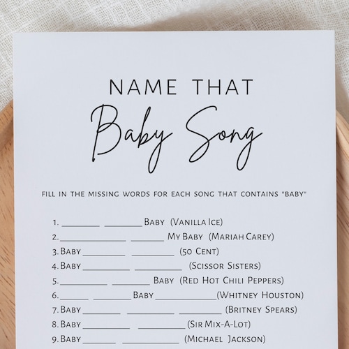 Name That Baby Song Printable Baby Shower Games EDITABLE - Etsy Canada