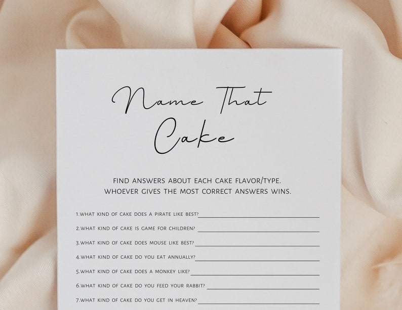 Name That Cake Bridal Shower Game Guess Cake Game Black - Etsy