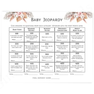 Boho Baby Shower Jeopardy Game: Gender Neutral Floral Quiz (digital ...