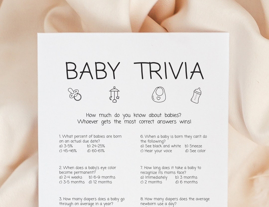 Baby Trivia Game: Minimalist Baby Shower Quiz (digital Download) - Etsy