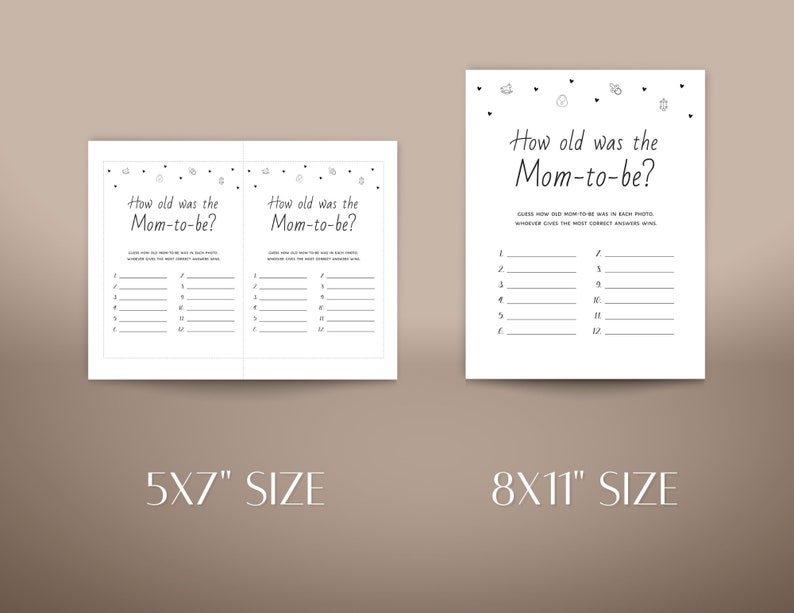 How Old Was Mom to Be, Baby Shower Game, Guess Age Photo Game, Black ...
