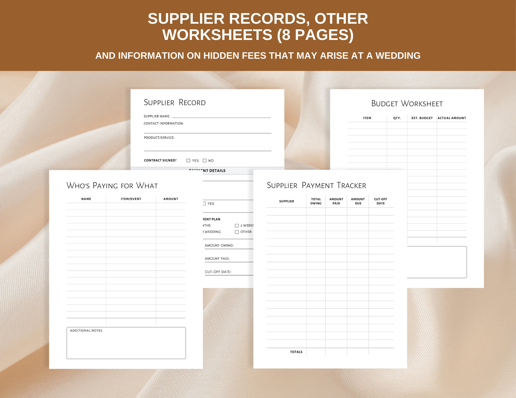 Wedding Budget Tracker, Printable Template Wedding Budget Planner ...