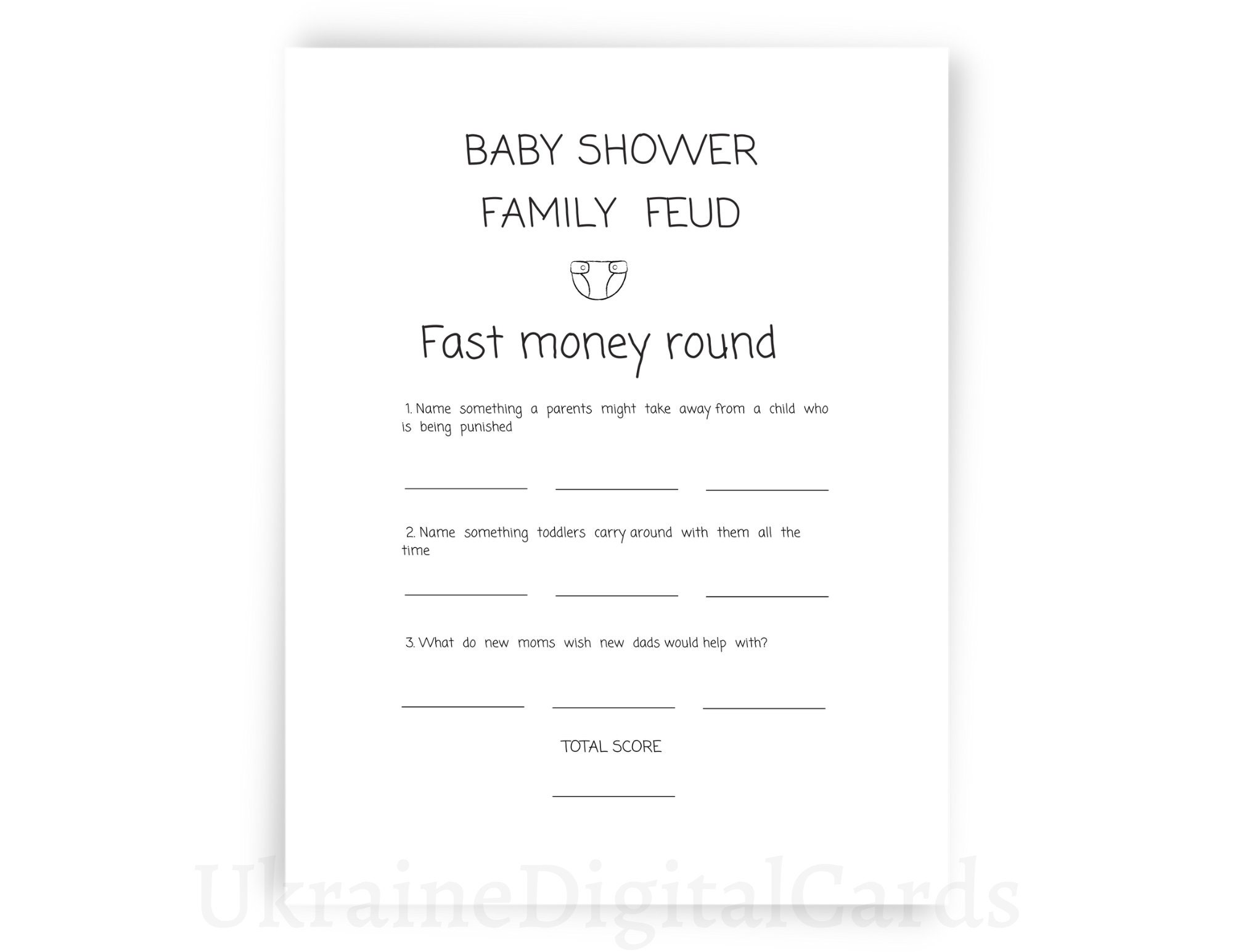 Baby Family Feud Game With Fast Money Round, Baby Shower Games ...
