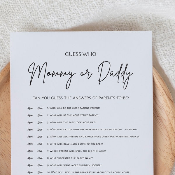 Guess Who Mommy or Daddy Baby Shower Game - Etsy