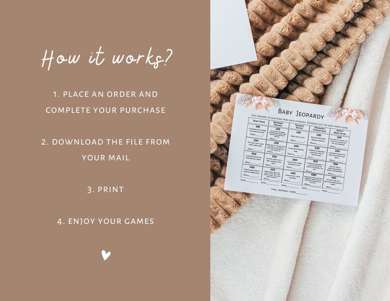 Boho Baby Shower Jeopardy Game: Gender Neutral Floral Quiz (digital ...