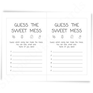 Guess the Sweet Mess Baby Shower Game: Minimalist Printable (digital ...