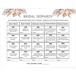 Bridal Jeopardy, Bridal Shower Game Boho, Bridal Shower Quiz, Floral ...