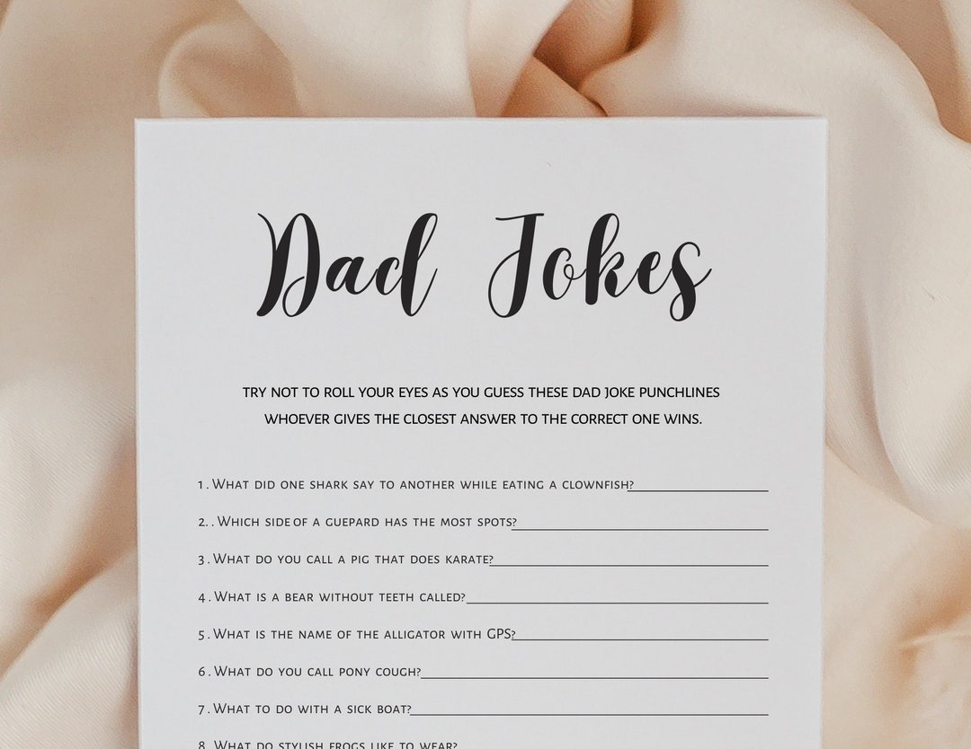 Dad Jokes Baby Shower Game, Guess Joke Game, Boy, Girl, Gender Neutral ...