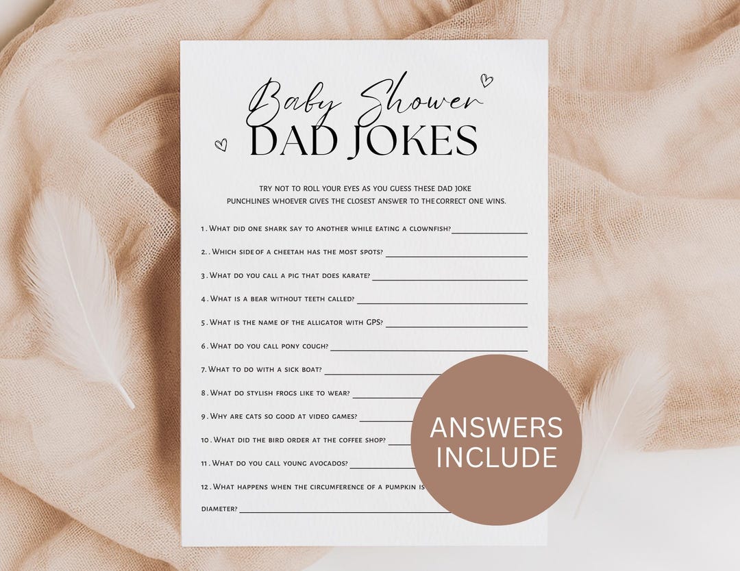 Baby Shower Game Dad Jokes: Gender Neutral, Minimalist, Editable ...