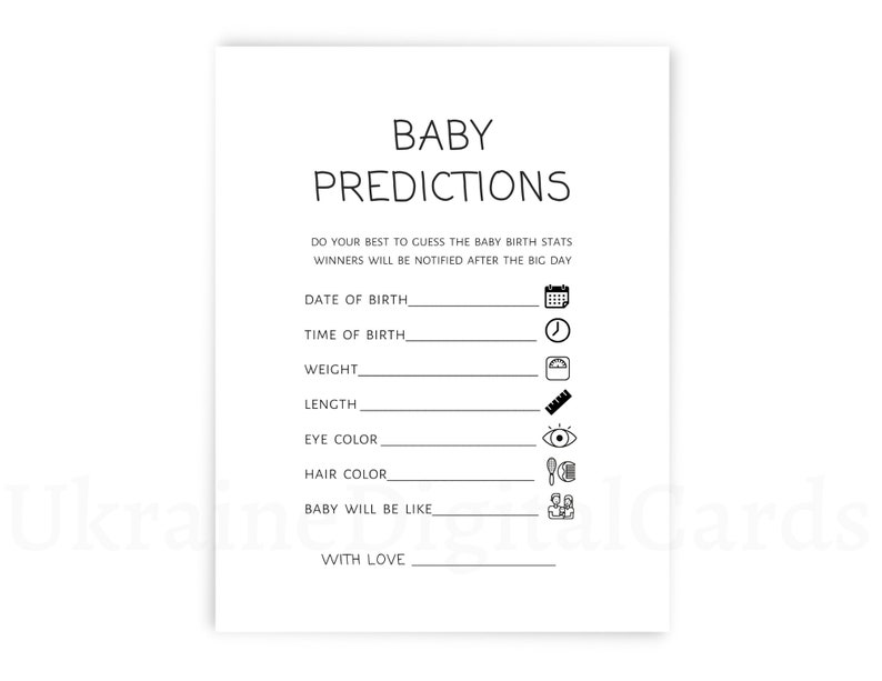 Minimalist Baby Predictions Game: Printable Baby Shower Activity ...