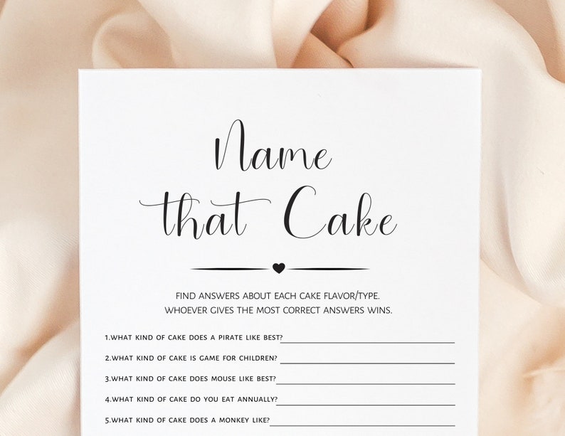 Name That Cake, Bridal Shower Game Minimalist, Game Printable, Digital ...