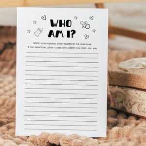 Who Am I Baby Shower Game: Minimalist Guessing Game (digital Download ...