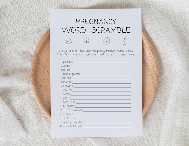 Word Scramble, Baby Shower Game, Gender Reveal Games, Guess Words Game ...