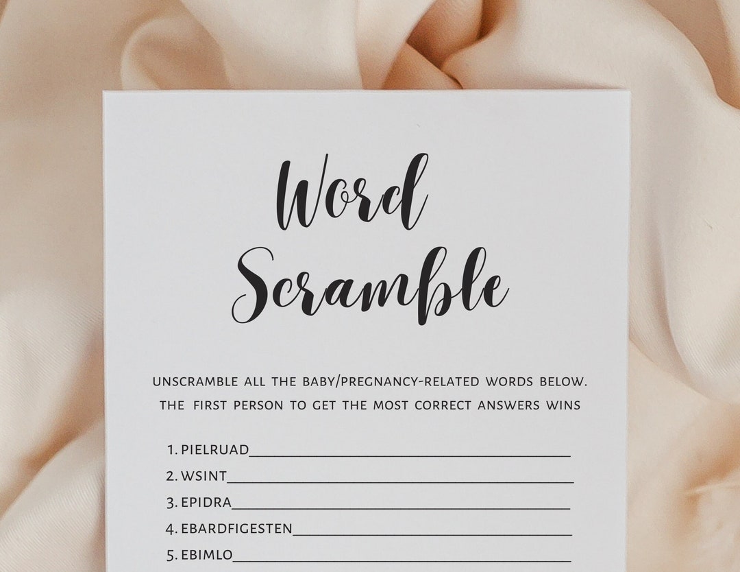 Word Scramble, Baby Shower Game, Guess Word Game, Games Printable, Boy ...