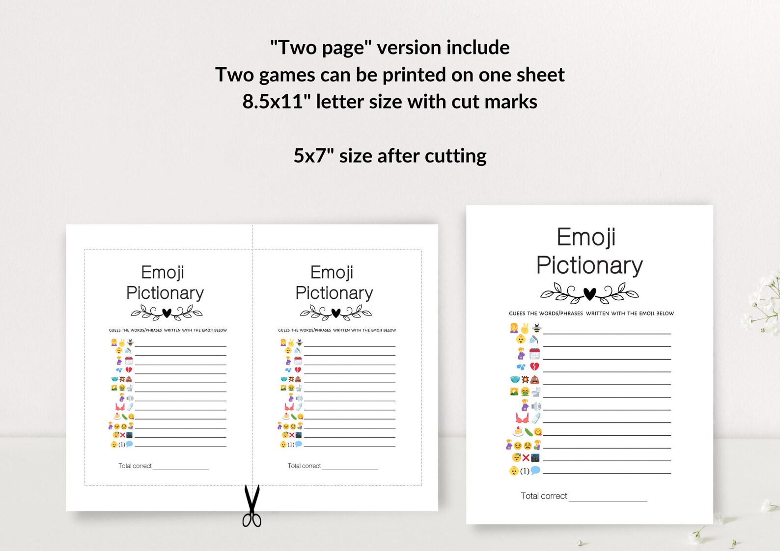 Game Emoji Pictionary, Baby Shower Games, Black and White, Baby Shower ...