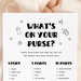 Baby Shower Game What's on Your Purse, Minimalist Printable Game ...