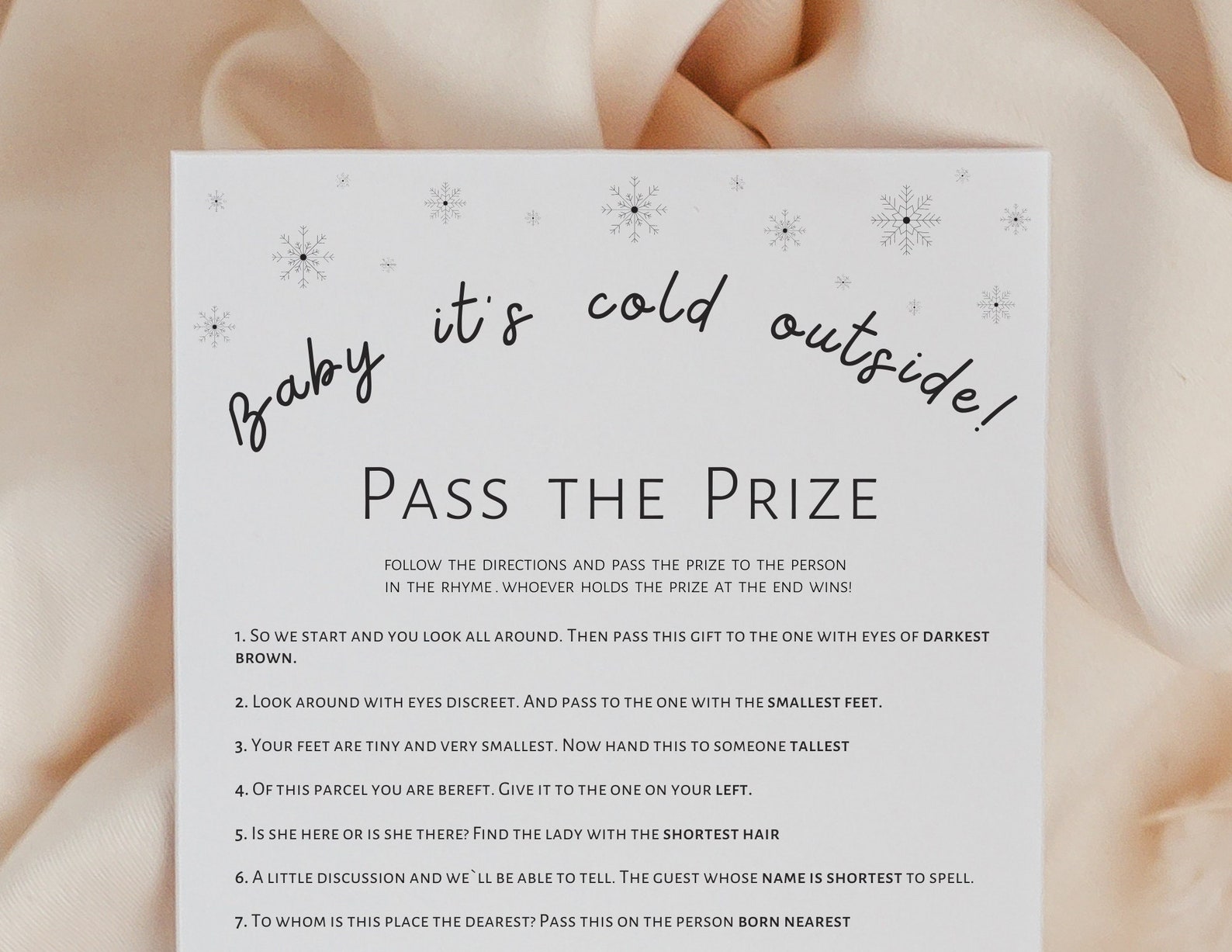 Pass the Prize, Baby Shower Game Winter, Pass the Poem, Pass the Gift ...