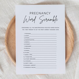 Word Scramble, Baby Shower Game, Gender Reveal Games, Pregnancy Word ...