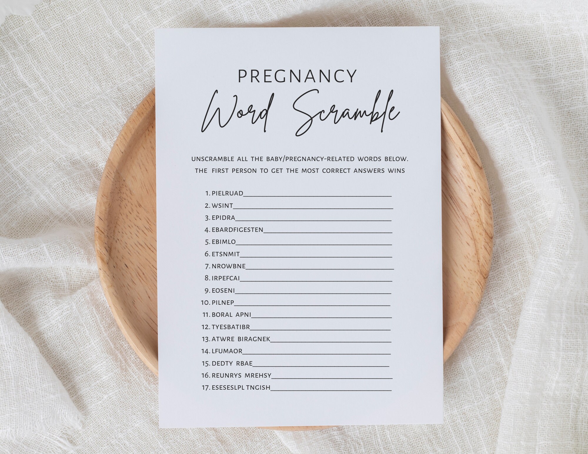 Word Scramble, Baby Shower Game, Gender Reveal Games, Pregnancy Word ...