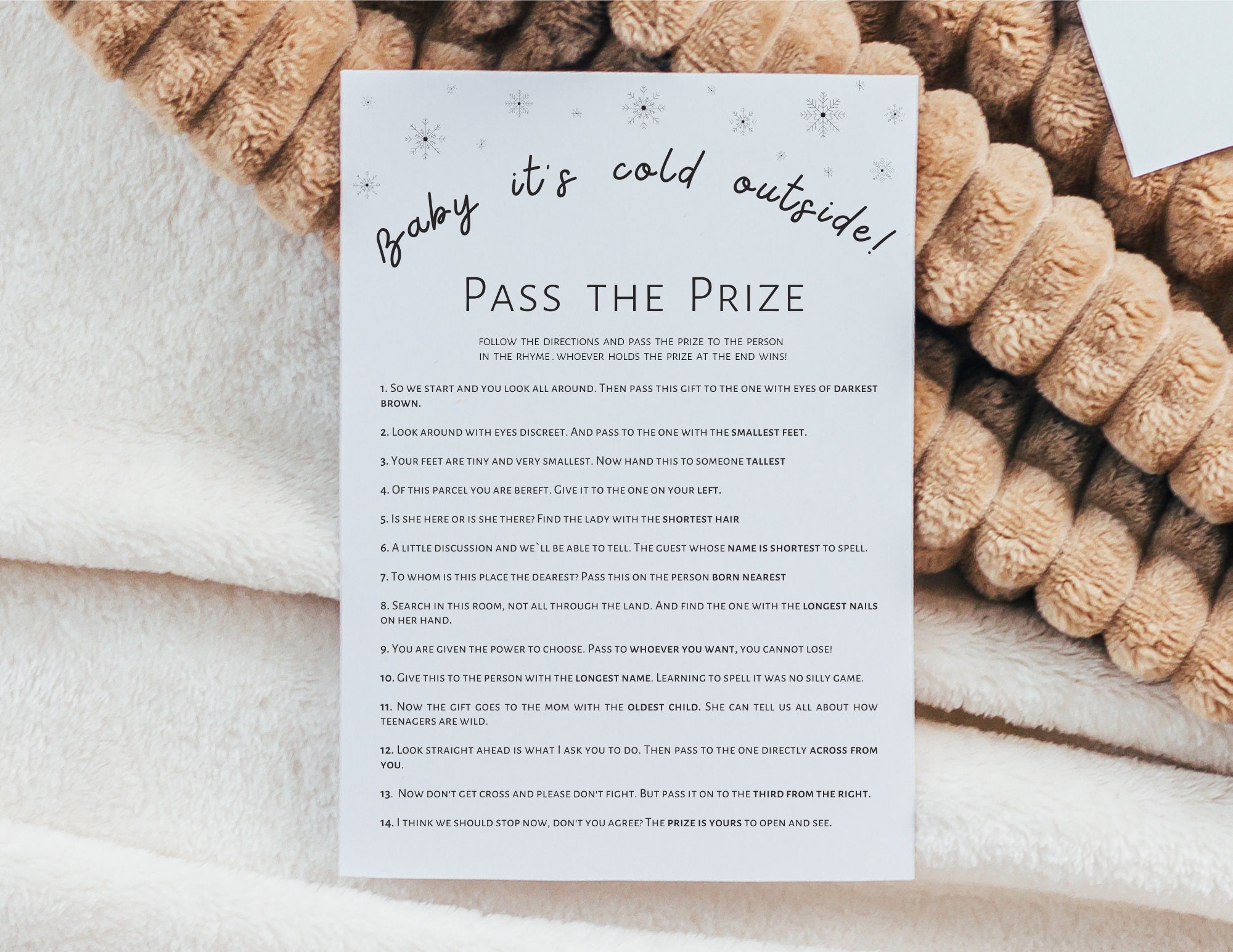 Pass the Prize, Baby Shower Game Winter, Pass the Poem, Pass the Gift ...