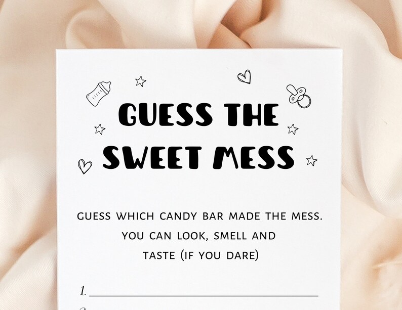 Guess the Sweet Mess, Baby Shower Game Minimalist, Digital Download - Etsy